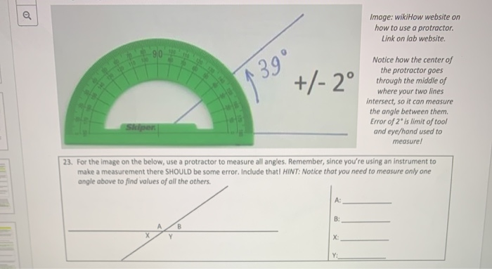 Solved Image: wikiHow website on how to use a protractor. | Chegg.com