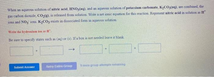 Solved When an aqueous solution of nitric acid, HNO3(aq) and | Chegg.com