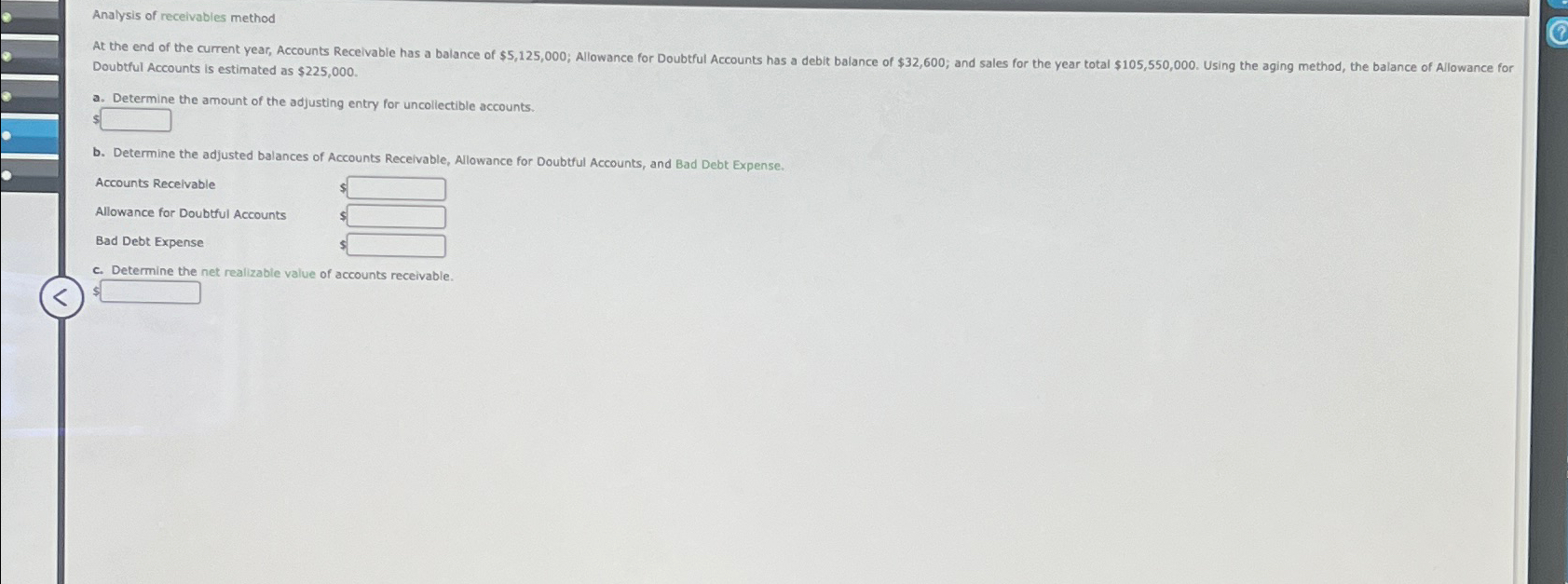 Solved Analysis of recelvables method Doubtful Accounts is | Chegg.com