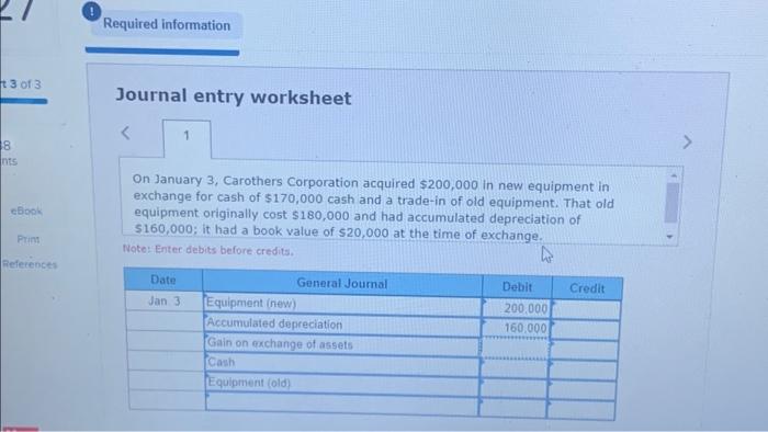 Solved On January 3, Carothers Corporation acquired $200,000 | Chegg.com