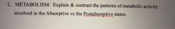 Solved 2. METABOLISM: Explain & contrast the patterns of | Chegg.com
