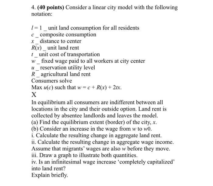 4. (40 points) Consider a linear city model with the | Chegg.com