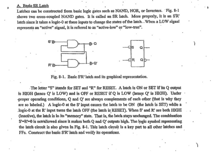 Solved A. Basic SR Latch Latches can be constructed from | Chegg.com