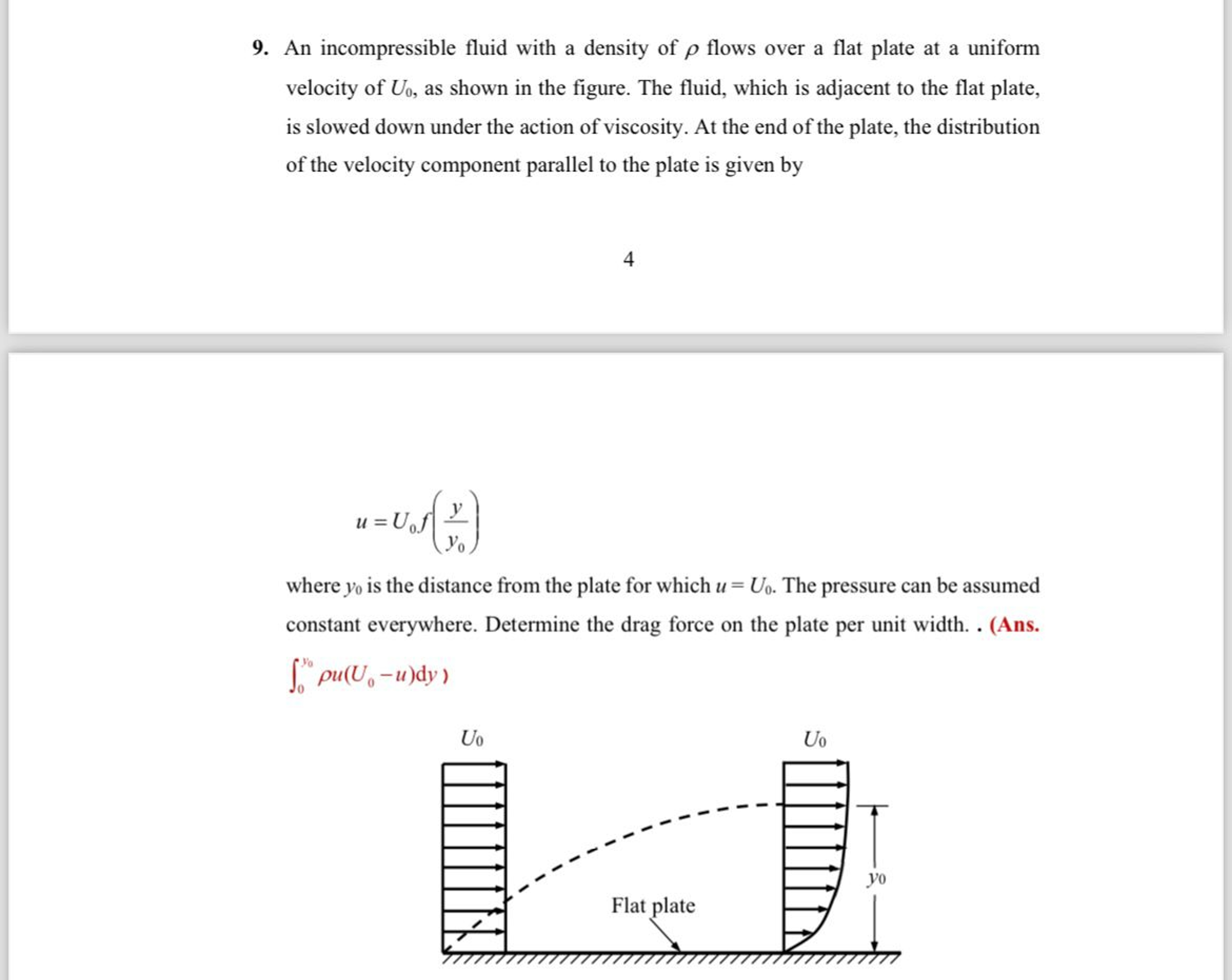 Solved An incompressible fluid with a density of ﻿flows | Chegg.com