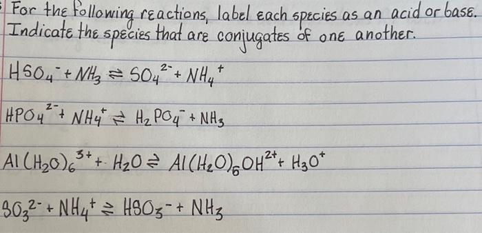 Solved For The Following Reactions Determine If Each Is An