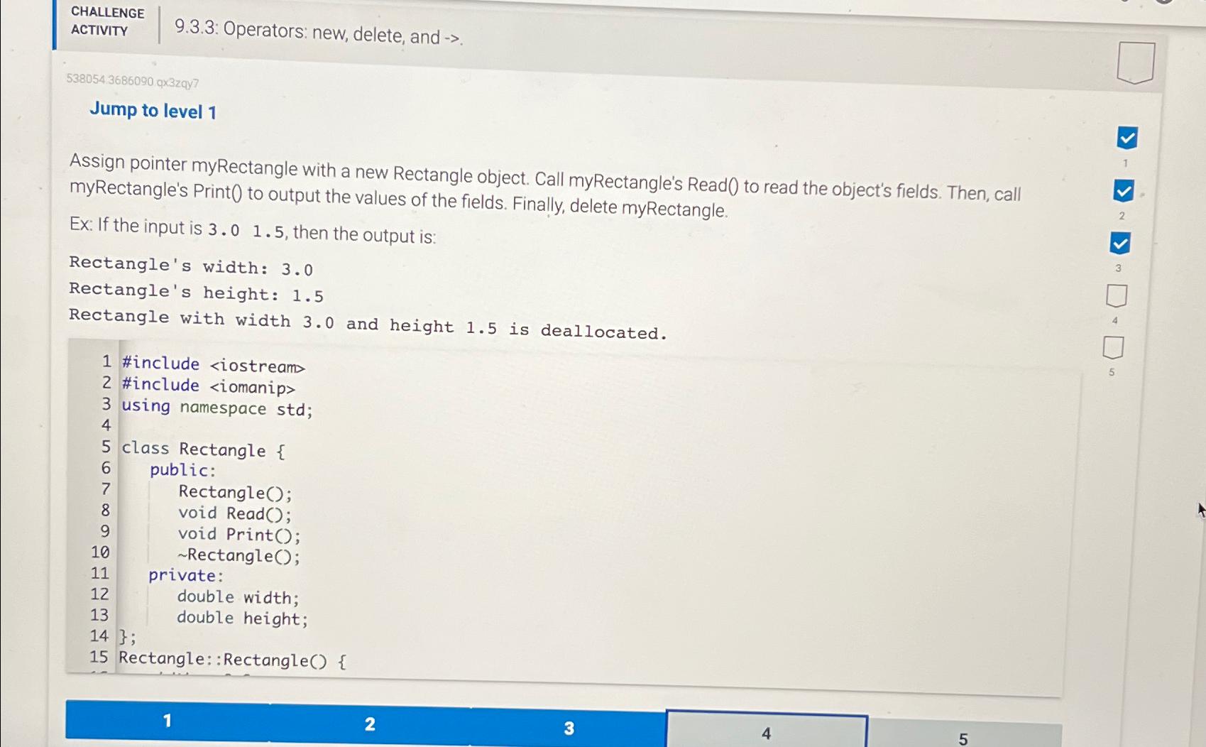 Solved CHALLENGEACTIVITY9.3.3: Operators: new, delete, and | Chegg.com