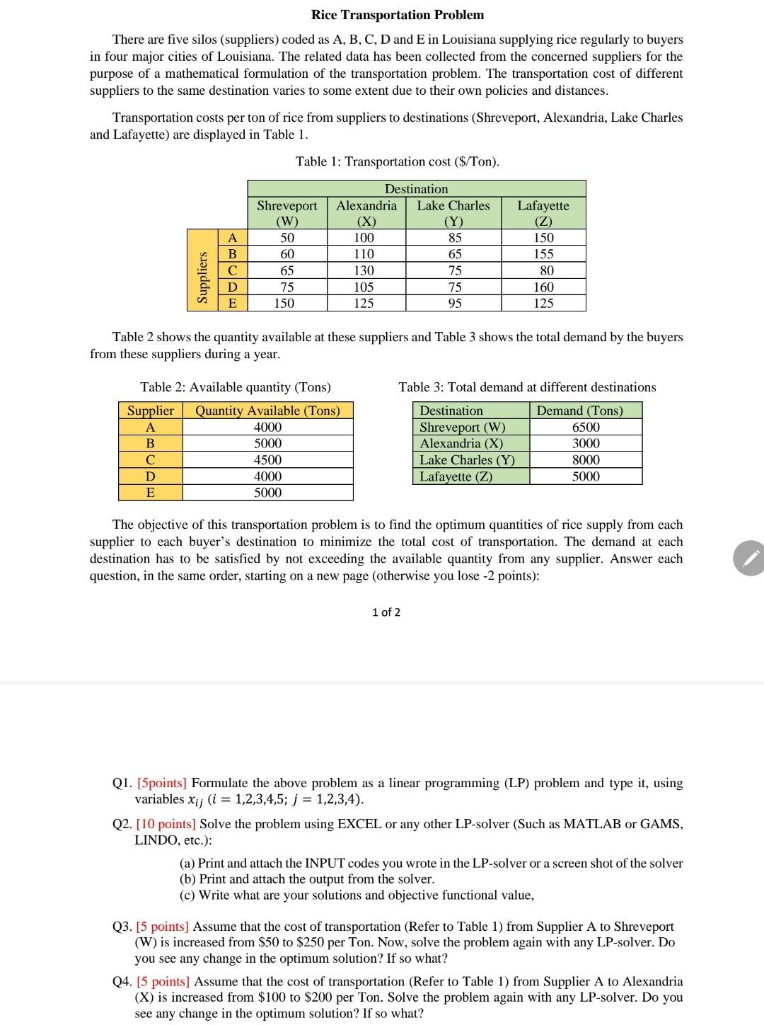 Solved Solve Q3 ﻿and 4 ﻿using Excel | Chegg.com