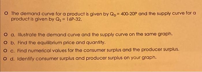 Solved O The demand curve for a product is given by Qp = | Chegg.com
