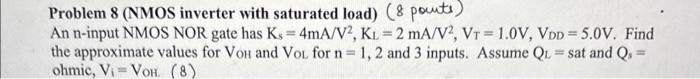 Solved Problem 8 (NMOS inverter with saturated load) (8 | Chegg.com