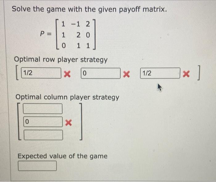 Solved Solve the game with the given payoff matrix. | Chegg.com