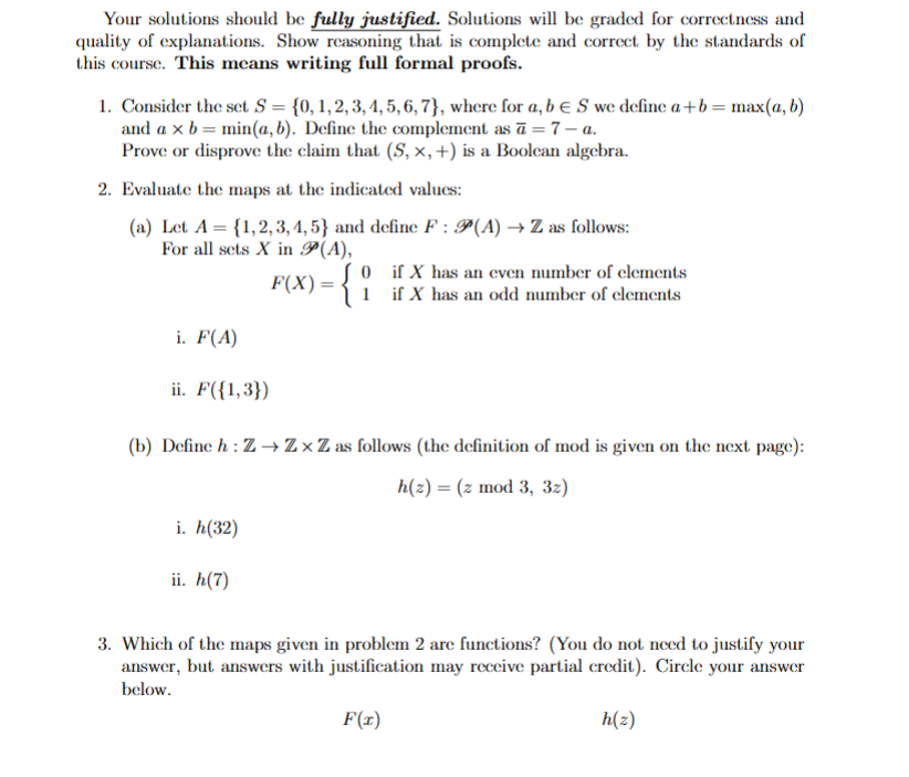 Solved Your solutions should be ﻿fully justified. Solutions | Chegg.com