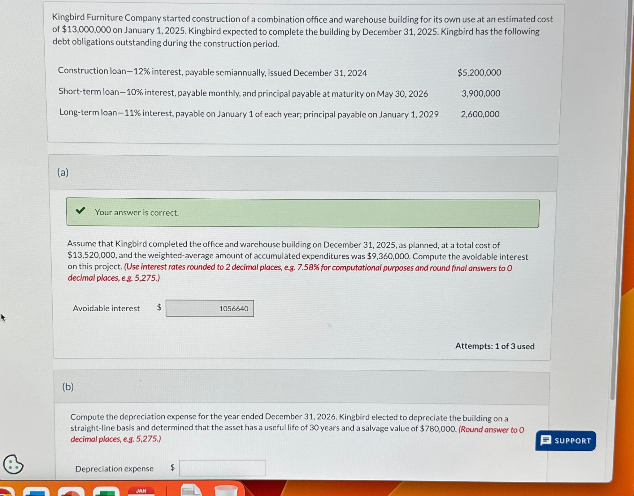 Solved Kingbird Furniture Company started construction of a | Chegg.com