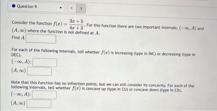 Solved Consider the function f(x)=4x+33x+5. For this | Chegg.com