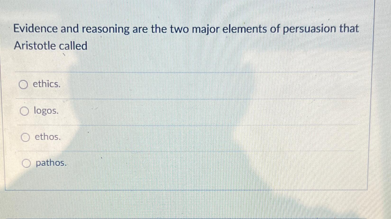 Solved Evidence and reasoning are the two major elements of | Chegg.com