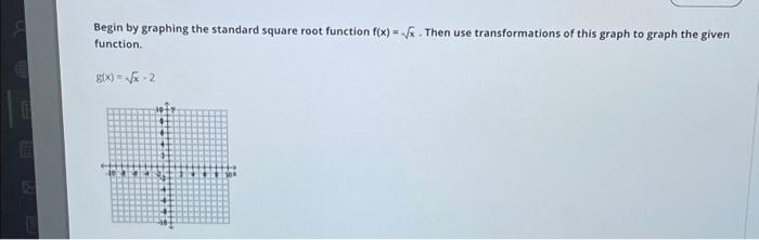 Solved SHE T Em Begin by graphing the standard square root | Chegg.com