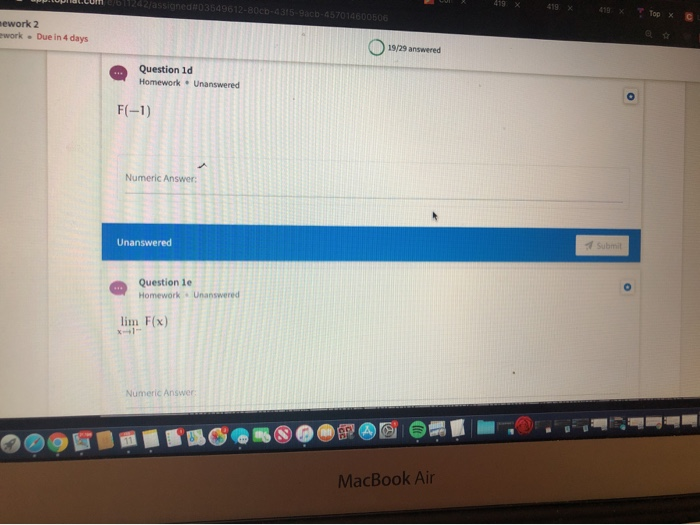 Solved Let F be the function below. Evaluate each of the | Chegg.com