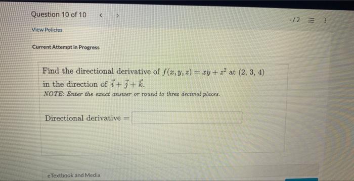 Solved Find the directional derivative using f(x,y,z)=xy+z2 | Chegg.com