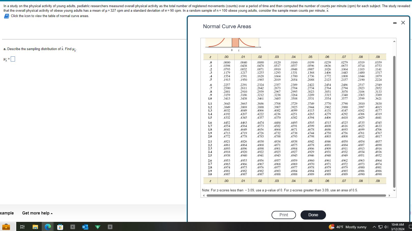 Solved Normal Curve Areasa. ﻿Describe the sampling | Chegg.com