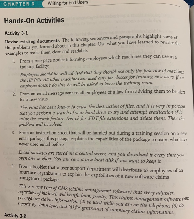 Revise Existing Documents. Rewrite the examples to | Chegg.com