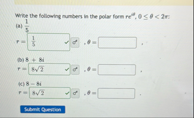 Solved Write the following numbers in the polar form | Chegg.com
