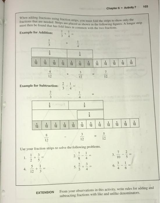 Solved 103 Chapter 6 - Activity 7 When adding fractions | Chegg.com
