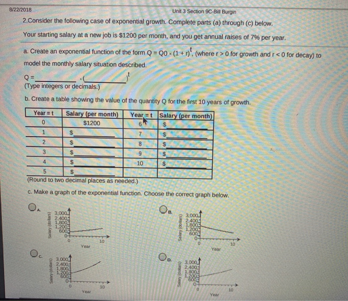 Solved 8/22/2018 Unit 3 Section 9C-Bill Burgin 2.Consider | Chegg.com