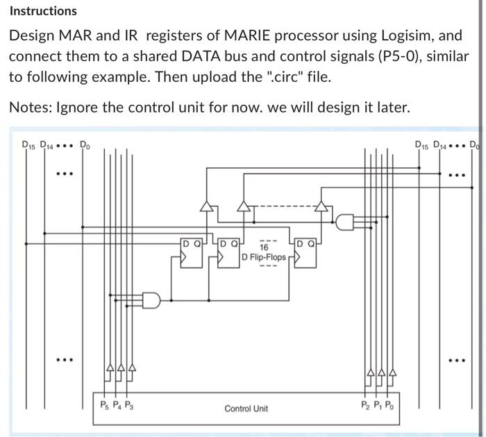 Instructions Design MAR and IR registers of MARIE | Chegg.com
