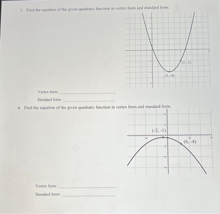 Solved 3. Find the equation of the given quadratic function | Chegg.com