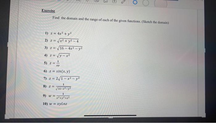 Solved Find the domain and the range of each of the given | Chegg.com