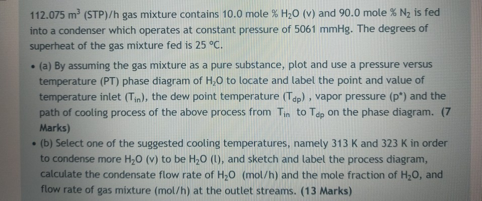 Solved 112.075 m (STP)/h gas mixture contains 10.0 mole % | Chegg.com