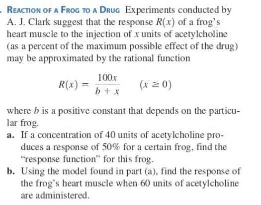 Solved Reaction of a Frog to a Drug Experiments conducted by | Chegg.com