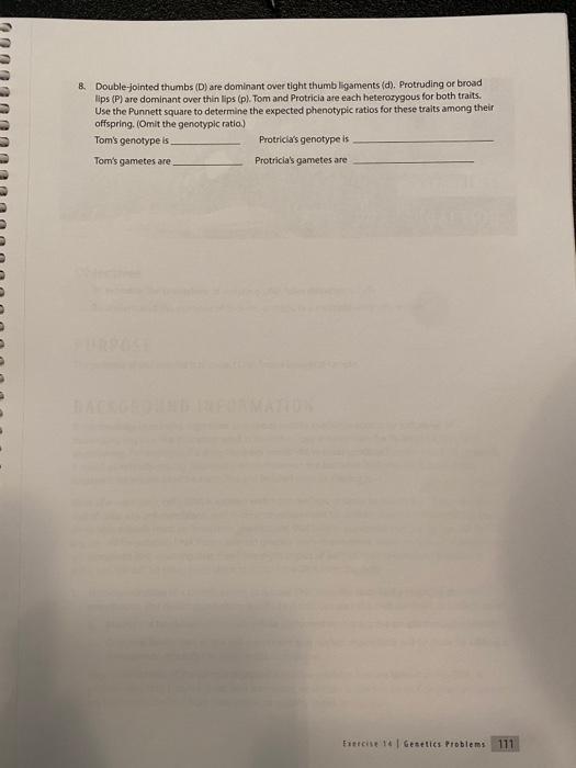 Solved EXERCISE 14 GENETICS PROBLEMS: USING PUNNETT SQUARES | Chegg.com