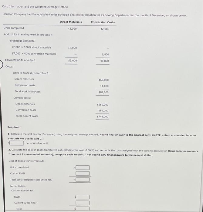 solved-cost-information-and-the-weighted-average-method-chegg