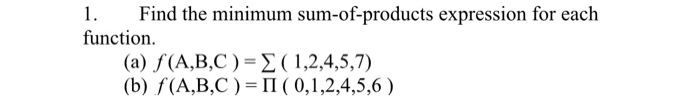 Solved 1. Find the minimum sum-of-products expression for | Chegg.com