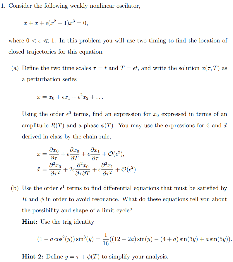 Solved Consider the following weakly nonlinear | Chegg.com
