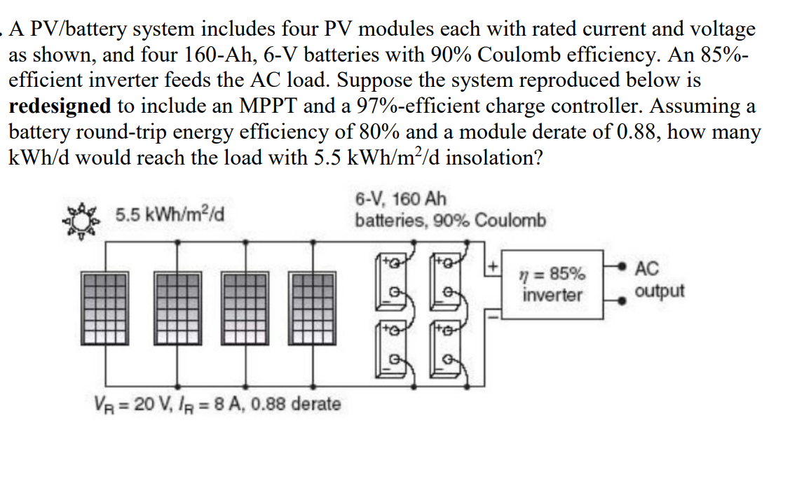 Solved A PV/battery system includes four PV modules each | Chegg.com