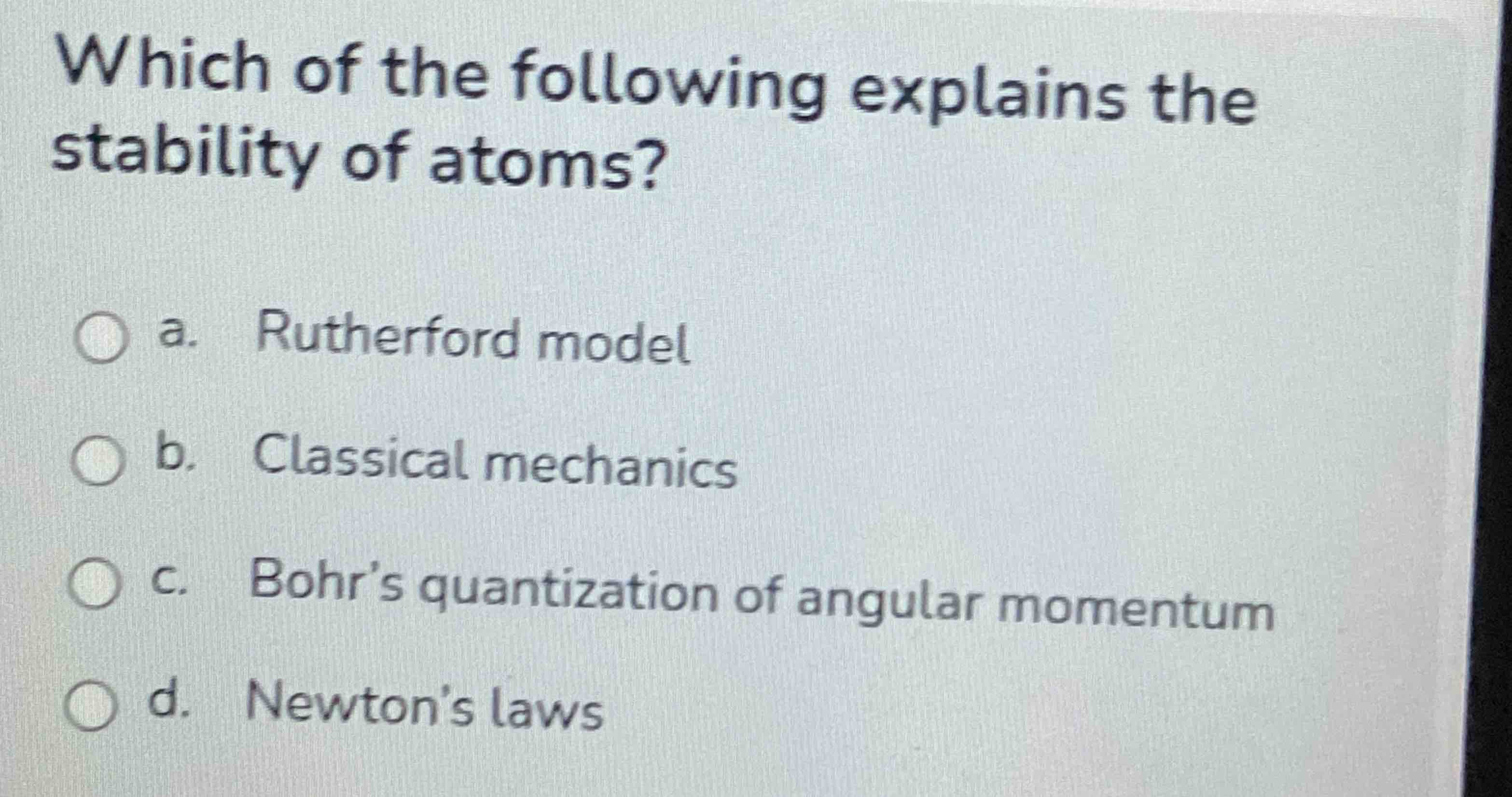 Solved Which of the following explains the stability of | Chegg.com