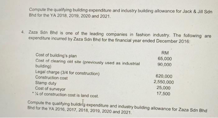 Compute the qualifying building expenditure and | Chegg.com