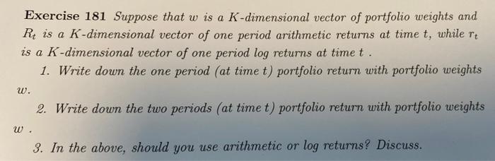 Solved Exercise 181 Suppose that w is a K-dimensional vector | Chegg.com
