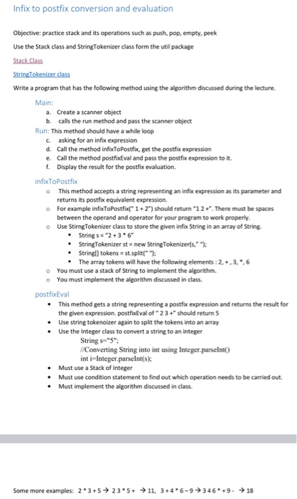 Solved Infix to postfix conversion and evaluation Objective: | Chegg.com