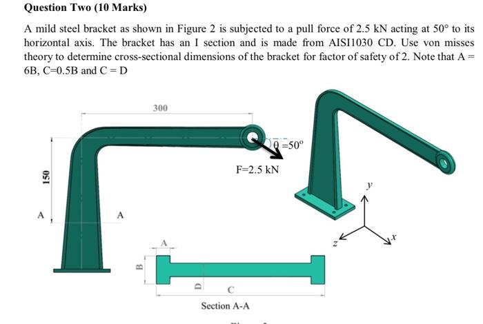 Solved A mild steel bracket as shown in Figure 2 is | Chegg.com