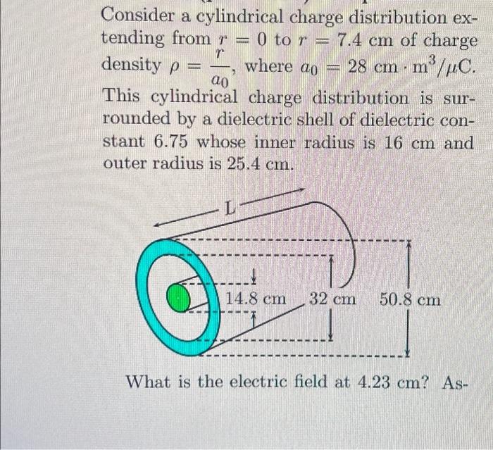 Solved Consider a cylindrical charge distribution ex- | Chegg.com