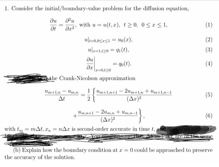 Solved 1 Consider The Initial Boundary Value Problem For