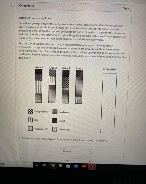 Question 6 3 pts Activity 2. Correlating Strata. | Chegg.com
