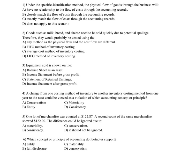 Solved 1) Under the specific-identification method, the | Chegg.com