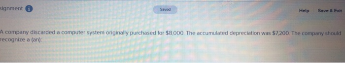 Solved signment Saved Help Save & Exit A company discarded a | Chegg.com Solved signment Saved Help Save & Exit A company discarded a | Chegg.com