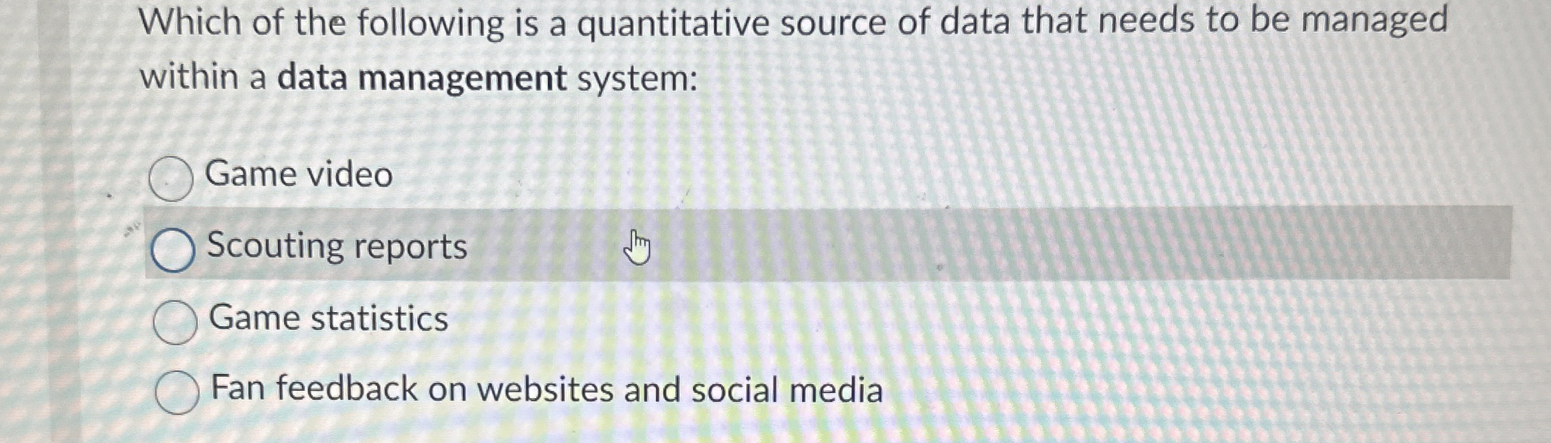 Solved Which of the following is a quantitative source of | Chegg.com