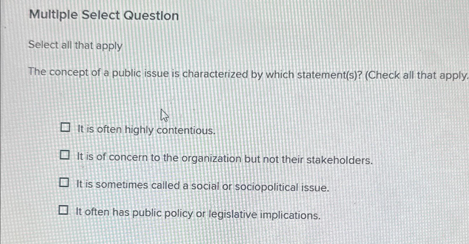 Solved Multiple Select QuestionSelect all that applyThe | Chegg.com