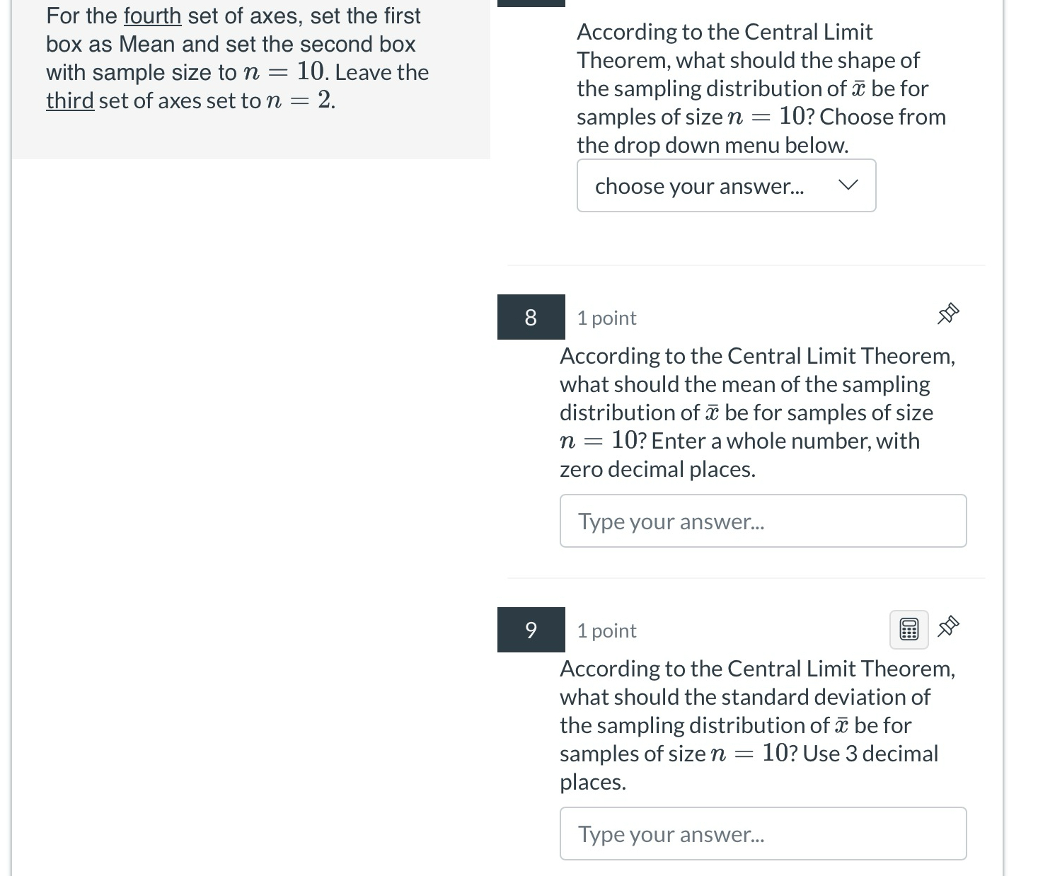 Solved For the fourth set of axes, set the first box as Mean | Chegg.com