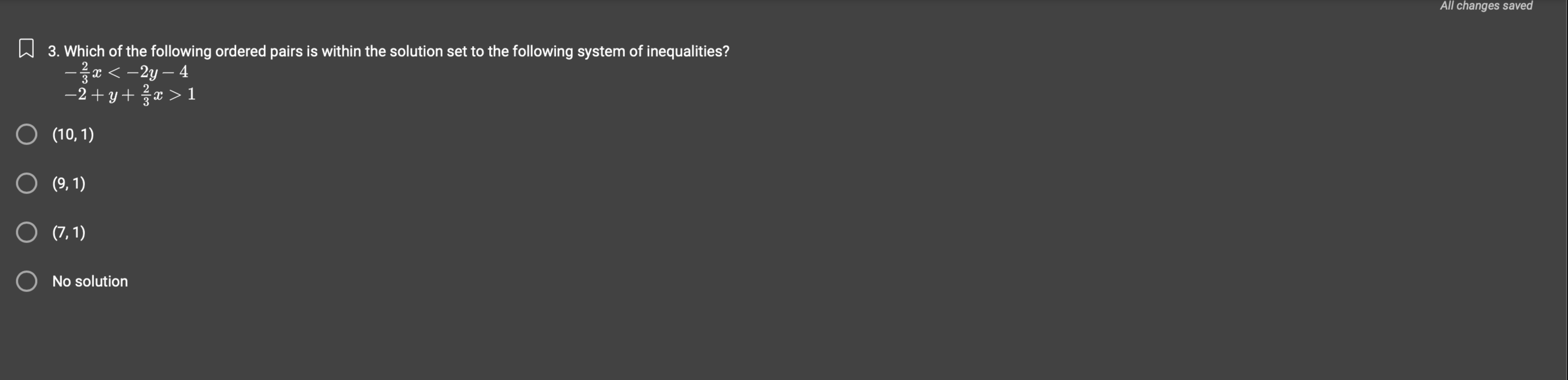 Solved All changes savedWhich of the following ordered pairs | Chegg.com